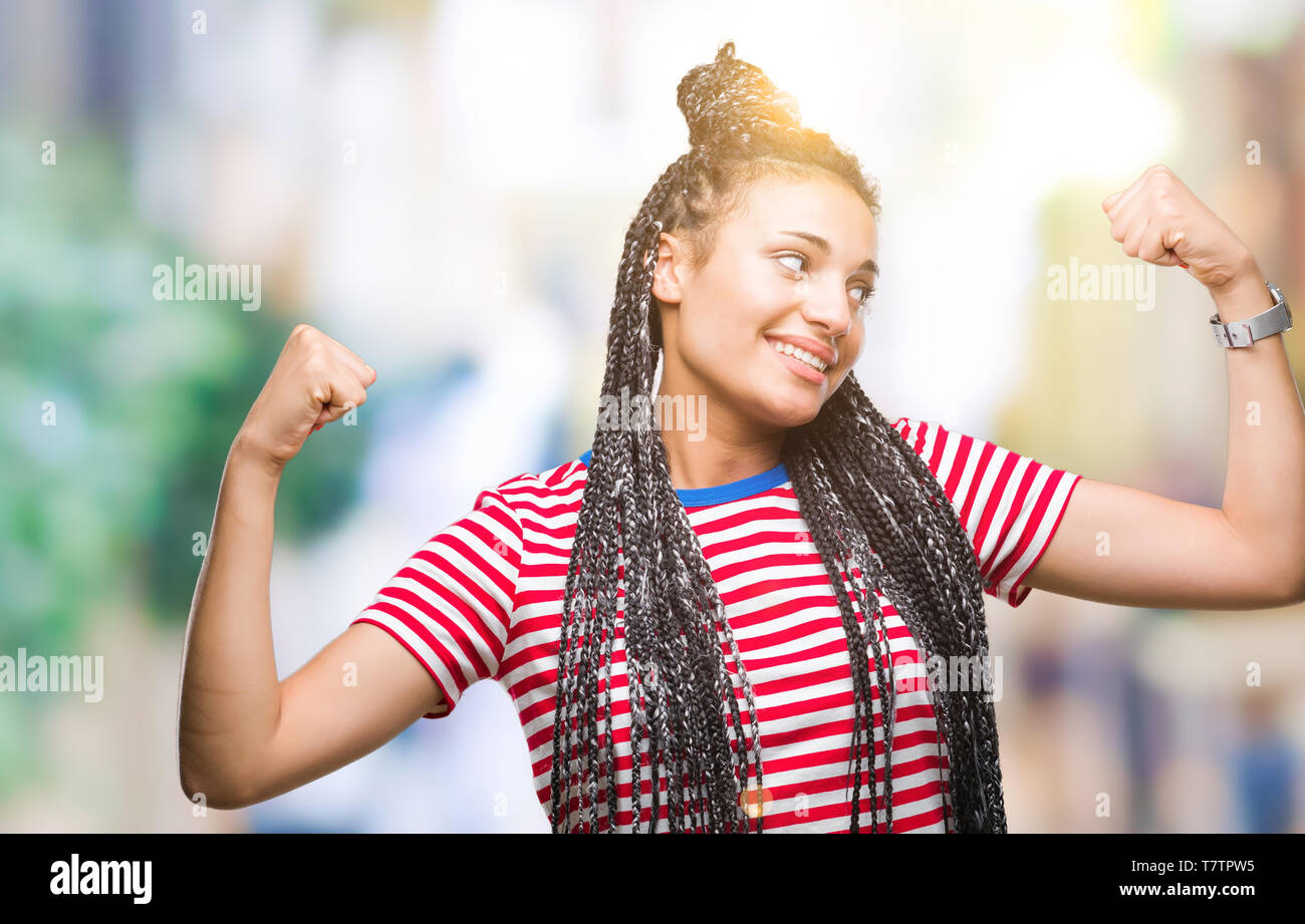 Young braided hair african american girl over isolated background ...