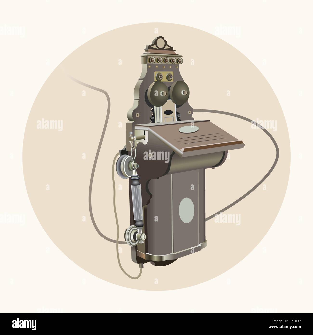 retro vector isolated illustration of old style telephone Stock Vector ...