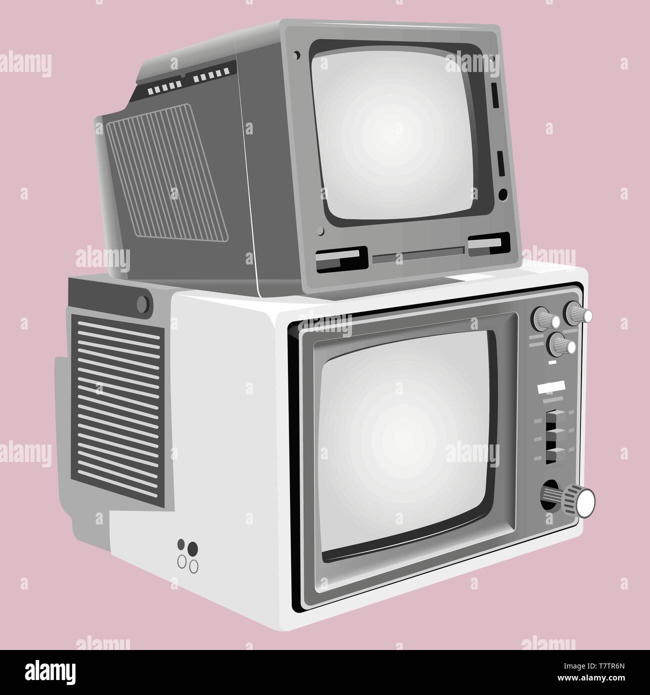 vector retro illustration of isolated television set Stock Vector Image ...