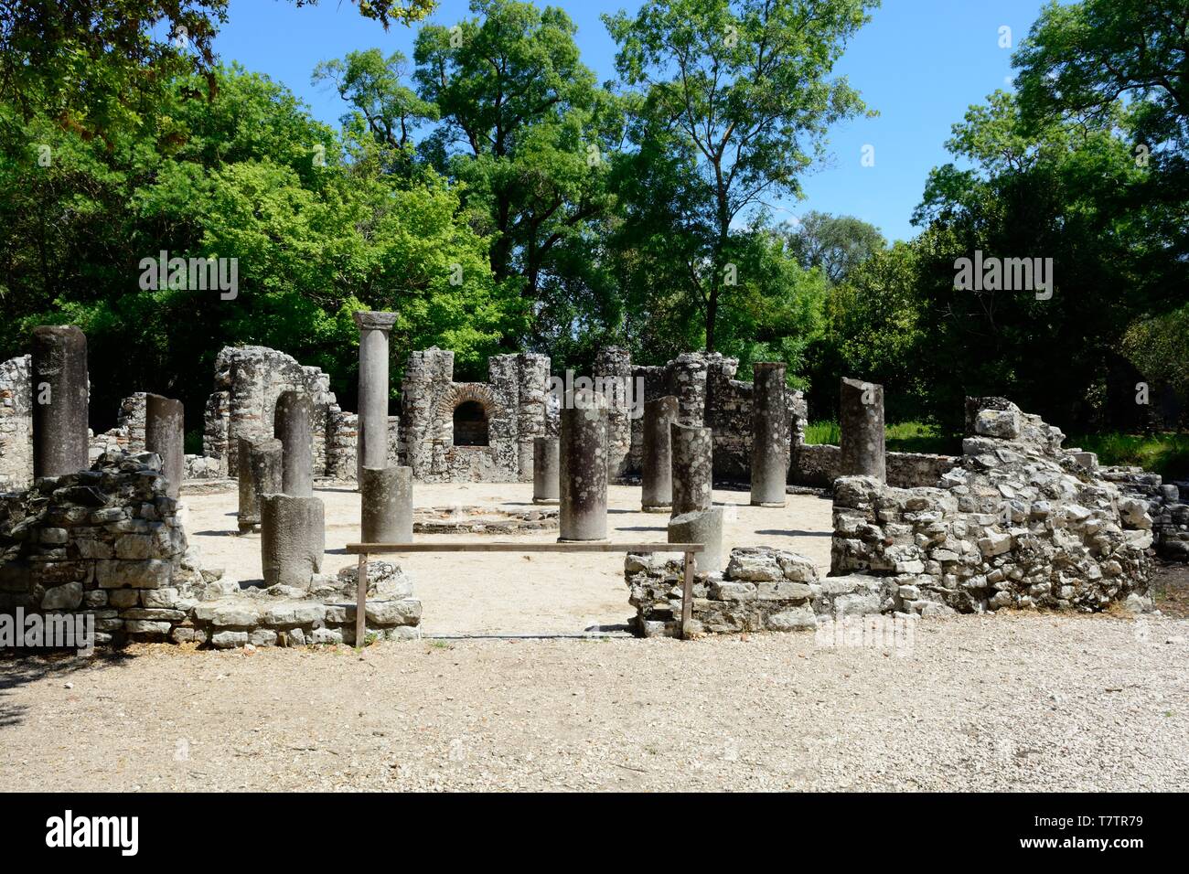 The baptistery at ancient Roman city Butrint archaeological site ruins ...