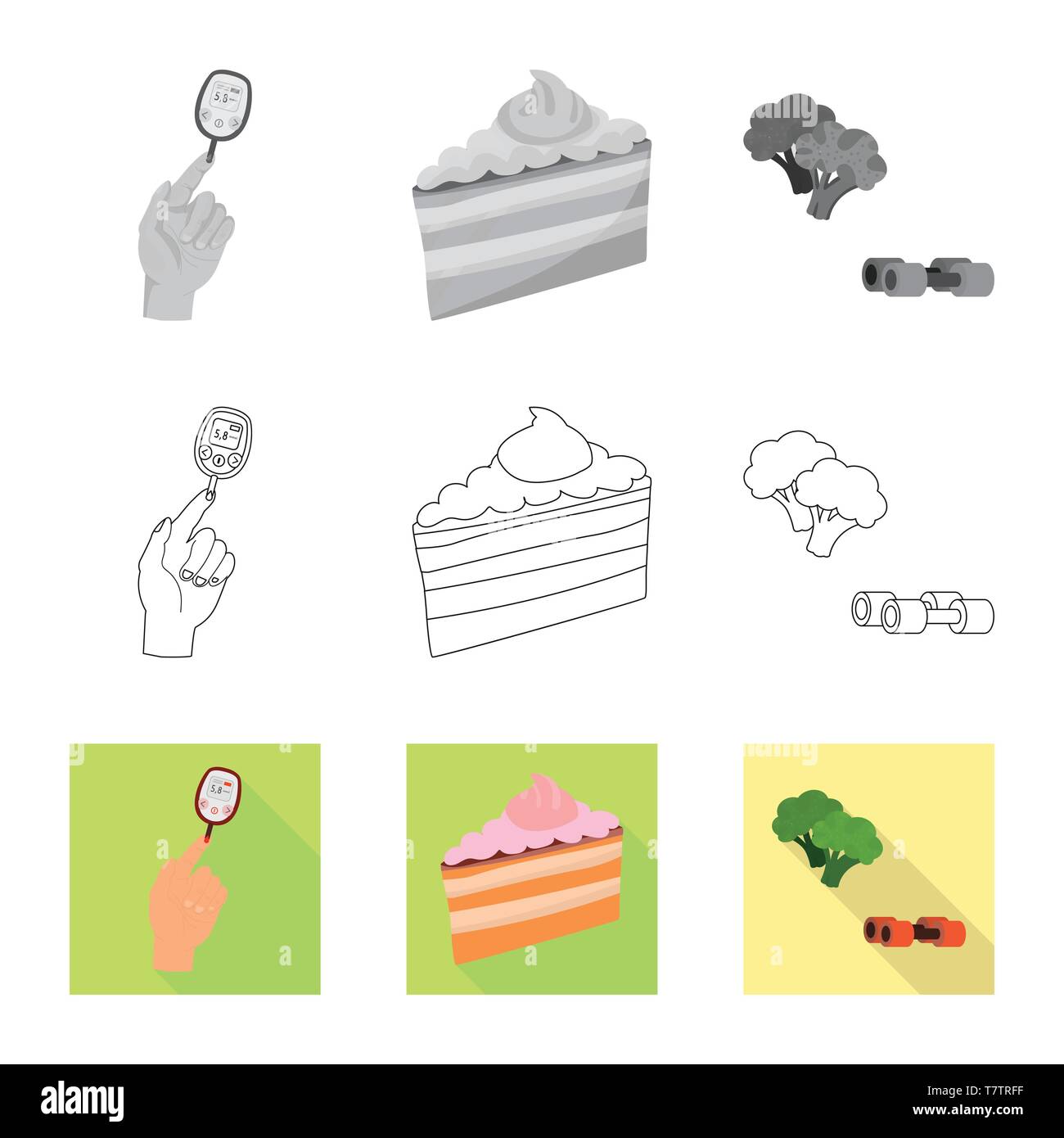 Vector design of diet and treatment icon. Set of diet and medicine ...