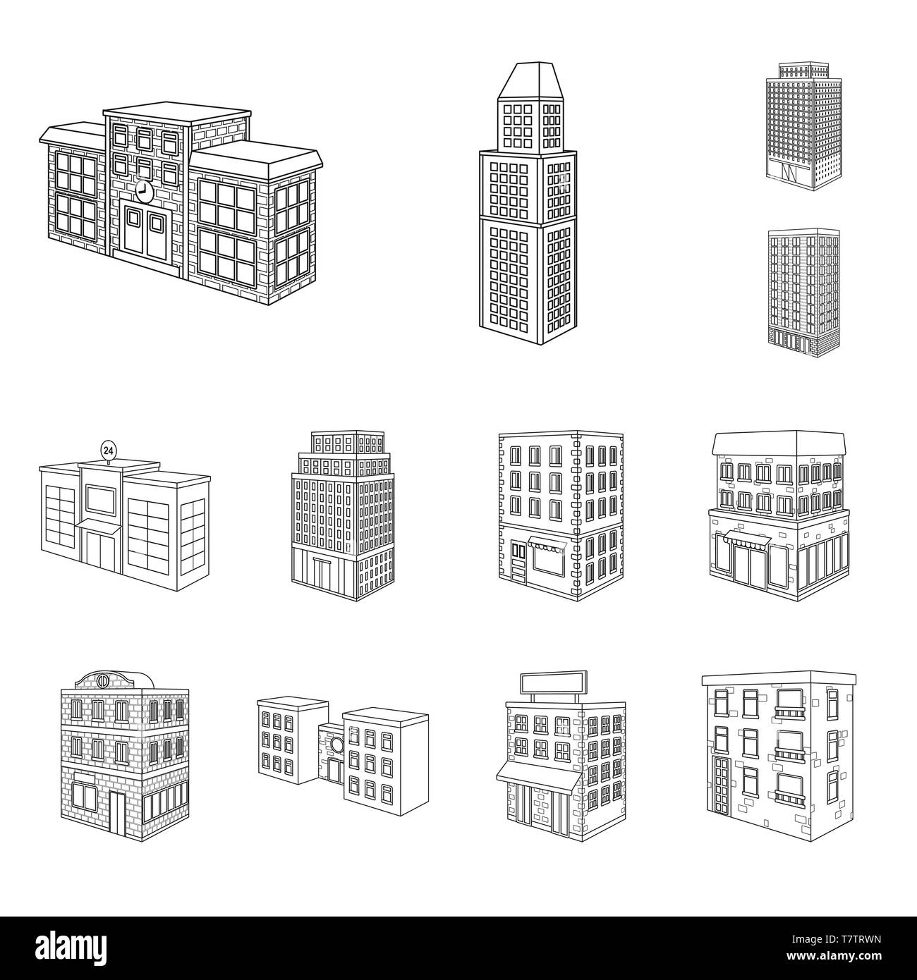 Vector illustration of home and apartment icon. Set of home and modern ...
