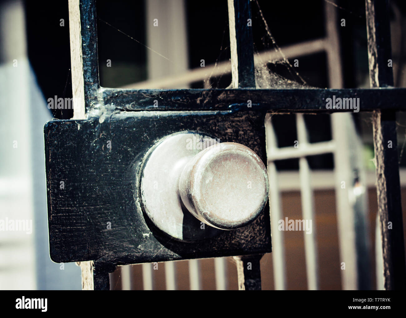 Black and Silver Iron Gate Stock Photo - Alamy