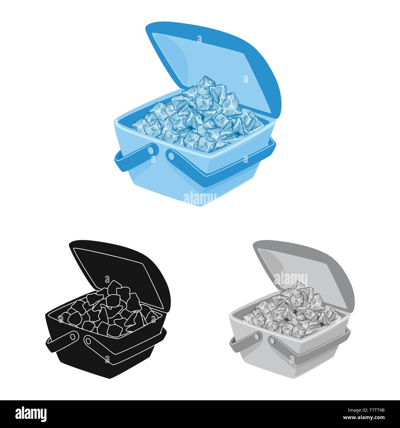 Vector design of fridge and ice sign. Set of fridge and cube stock ...