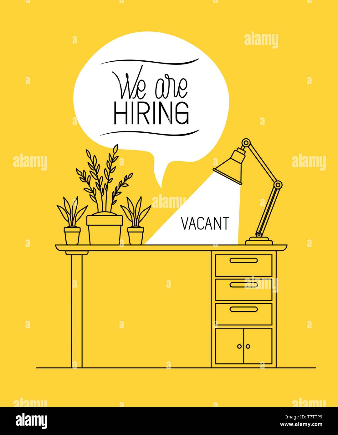 office workplace with we are hiring message Stock Vector Image & Art ...