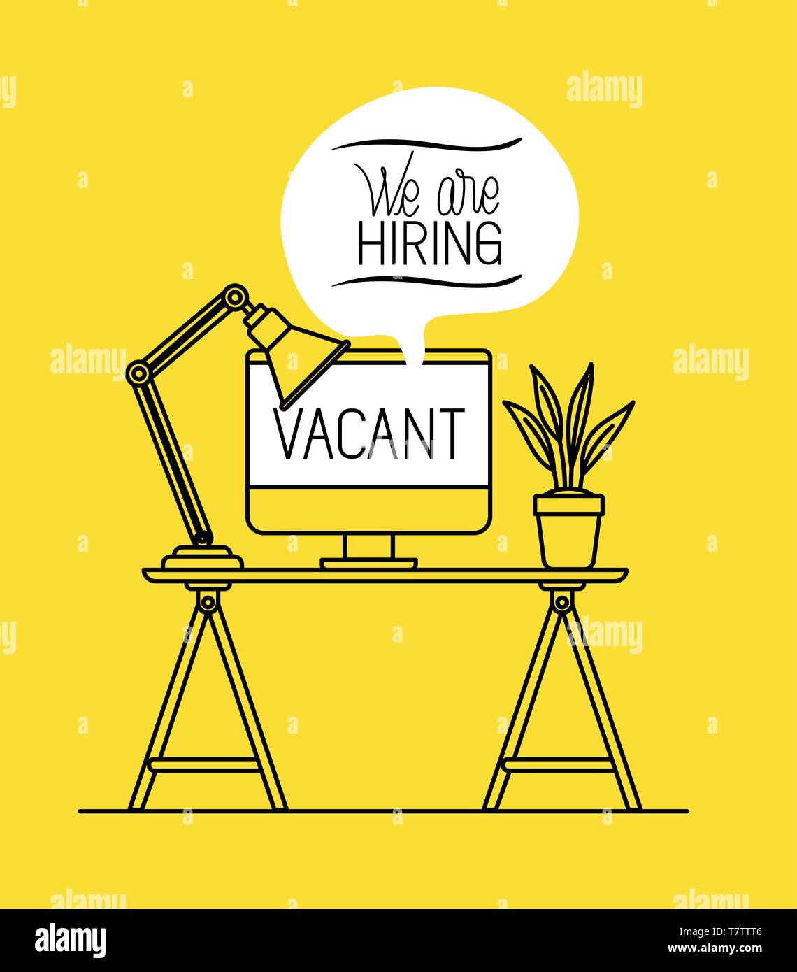 office workplace with we are hiring message Stock Vector Image & Art ...