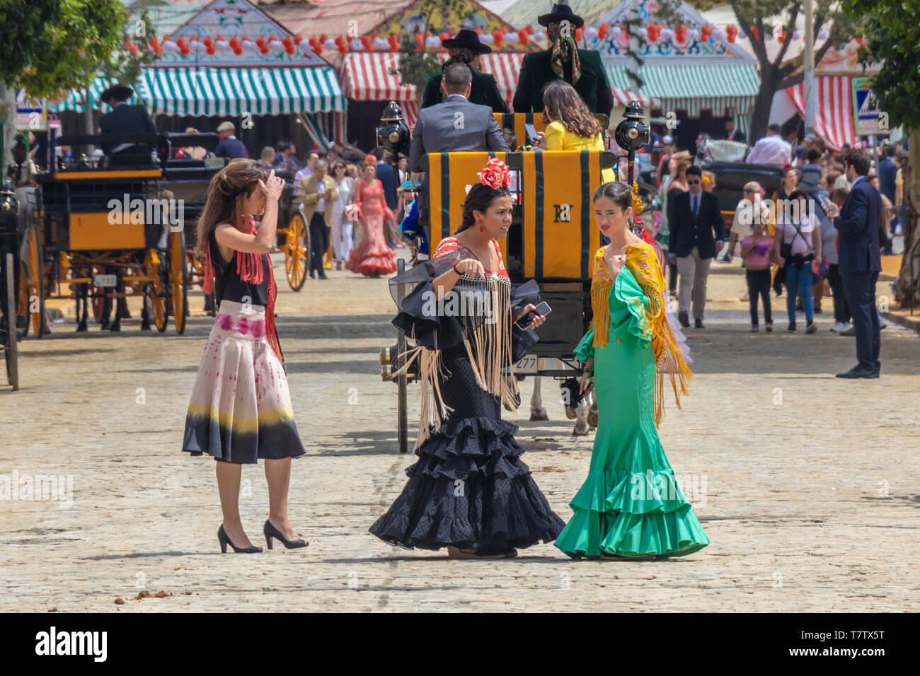 Women in traditional seville dress in seville hi-res stock photography ...