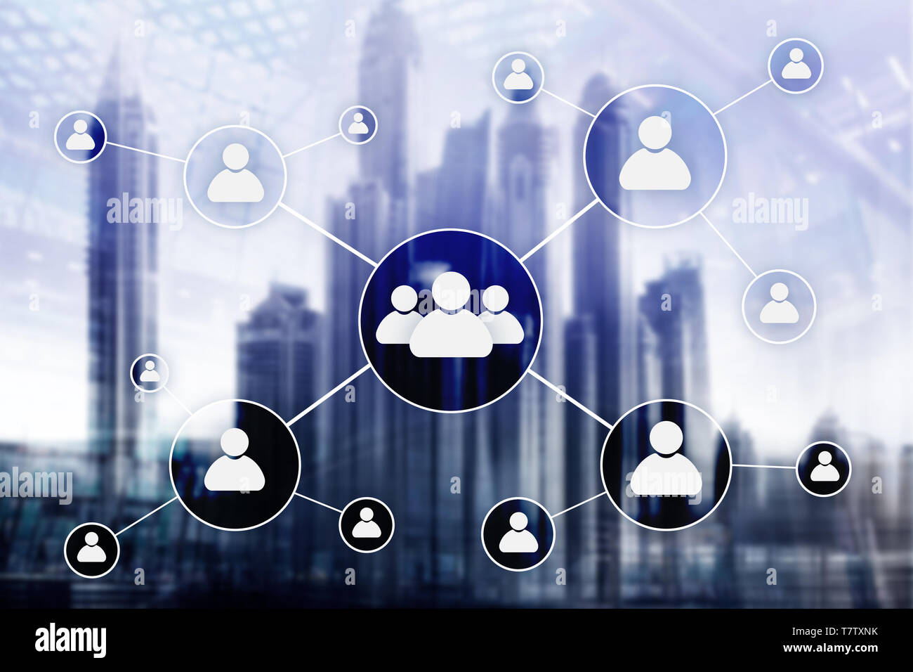 HR - Human resources management concept on blurred business center ...