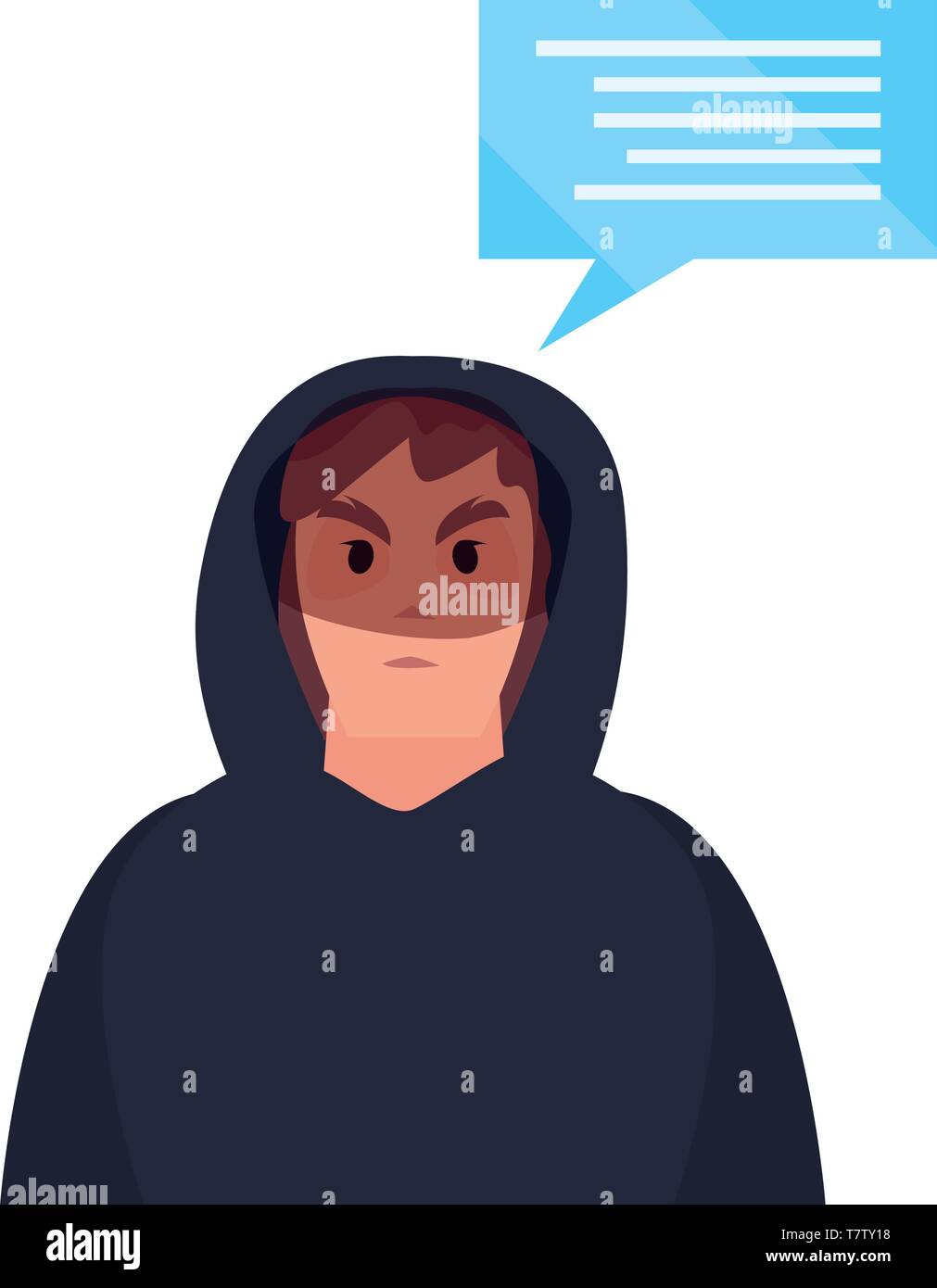 hacker man character speech bubble on white background Stock Vector ...