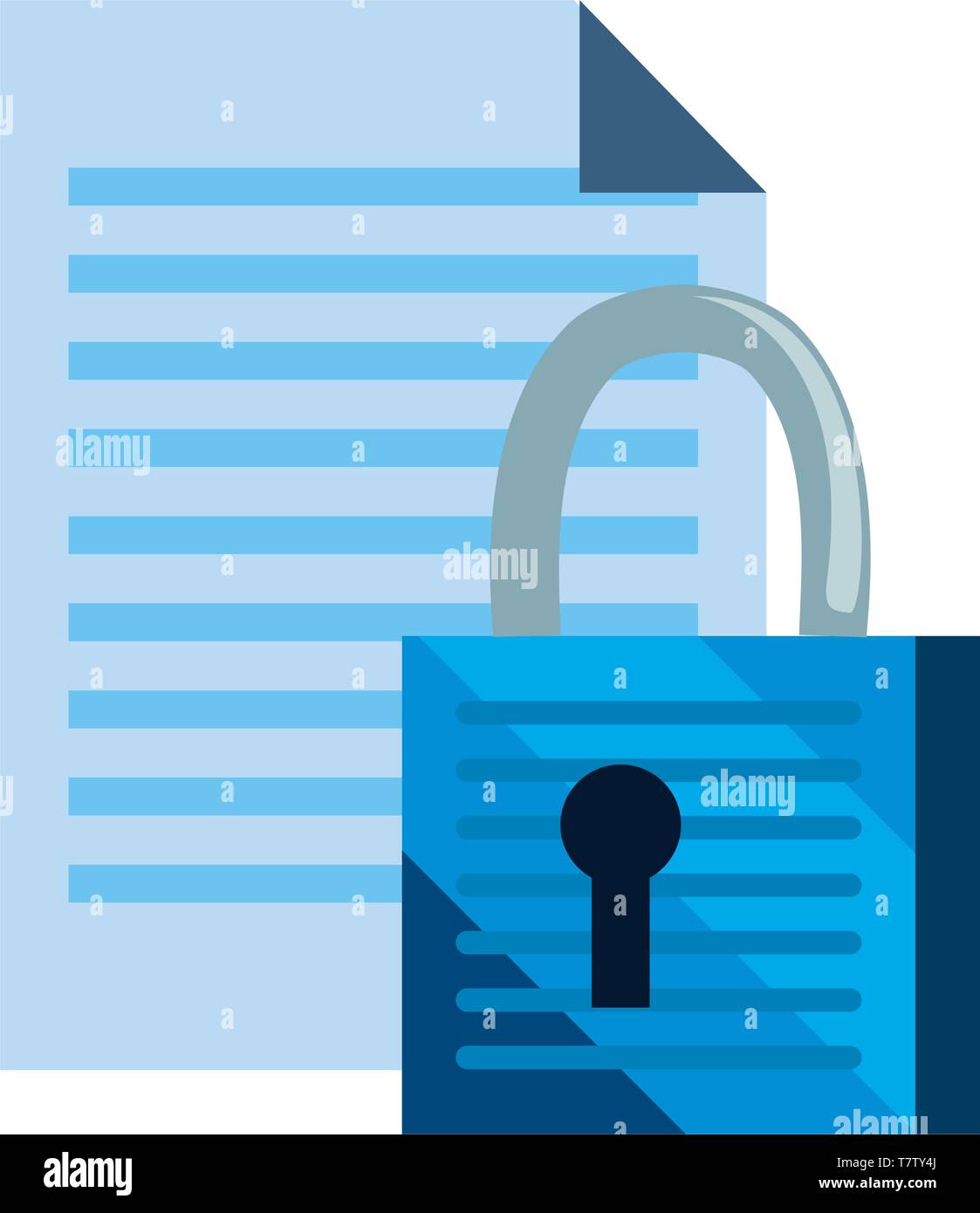 Document Padlock Secure Cybersecurity Data Protection Vector Illustration Stock Vector Image