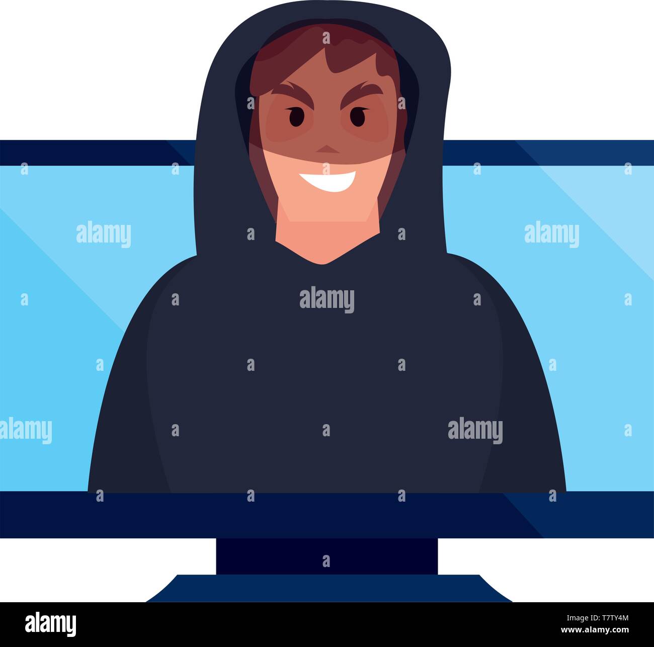 Hacker Man Computer Cybersecurity Data Protection Vector Illustration Stock Vector Image And Art