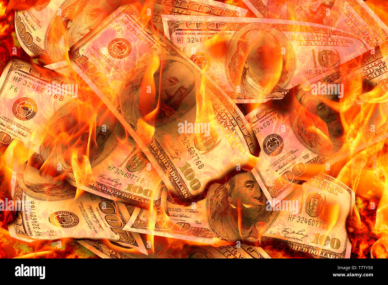 Burning 100 dollar bill hi-res stock photography and images - Alamy