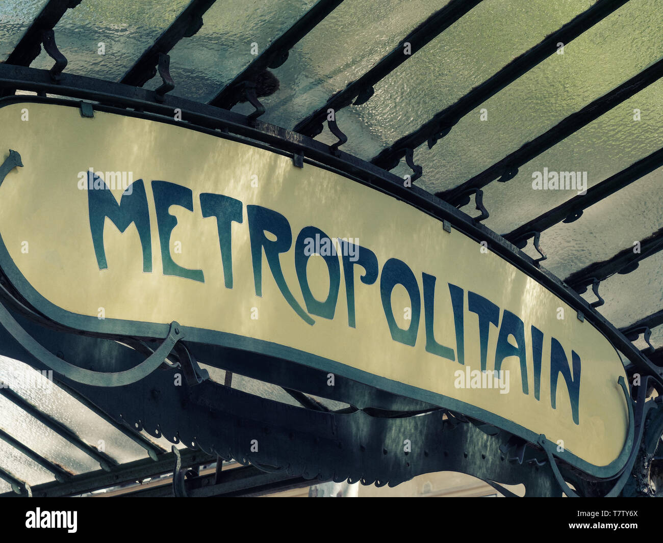 Vintage Metropolitan or metro sign metro in Paris France Stock Photo ...