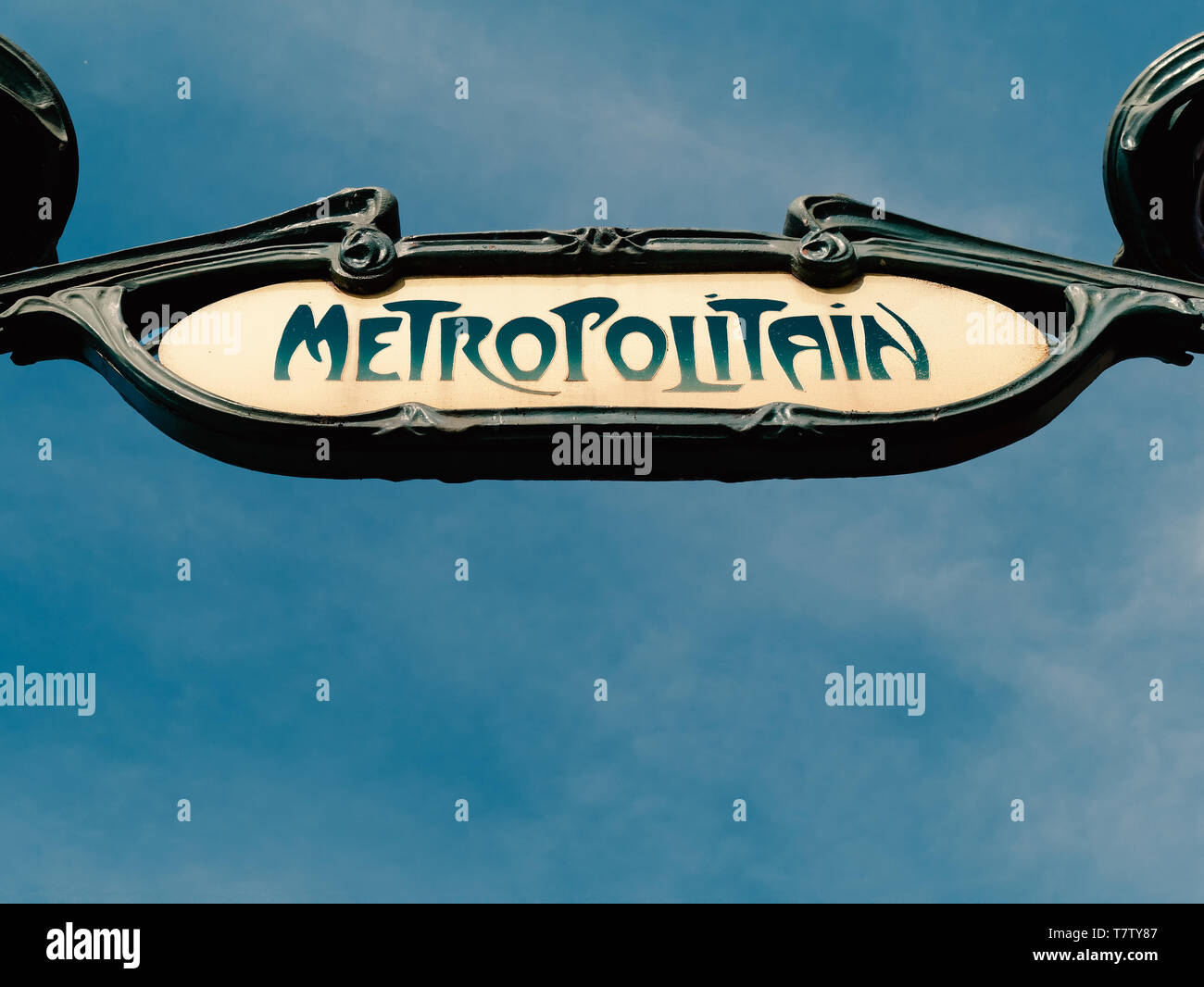 Vintage Metropolitan or metro sign metro in Paris France Stock Photo ...