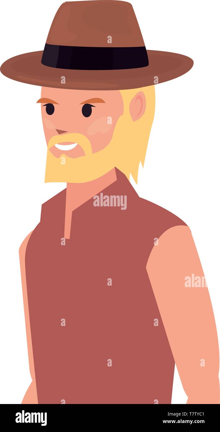 man wearing hat happy fathers day vector illustration Stock Vector ...