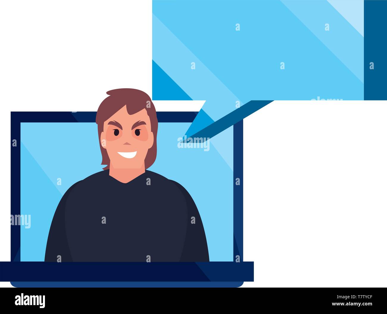 hacker man talk laptop cybersecurity data protection vector ...