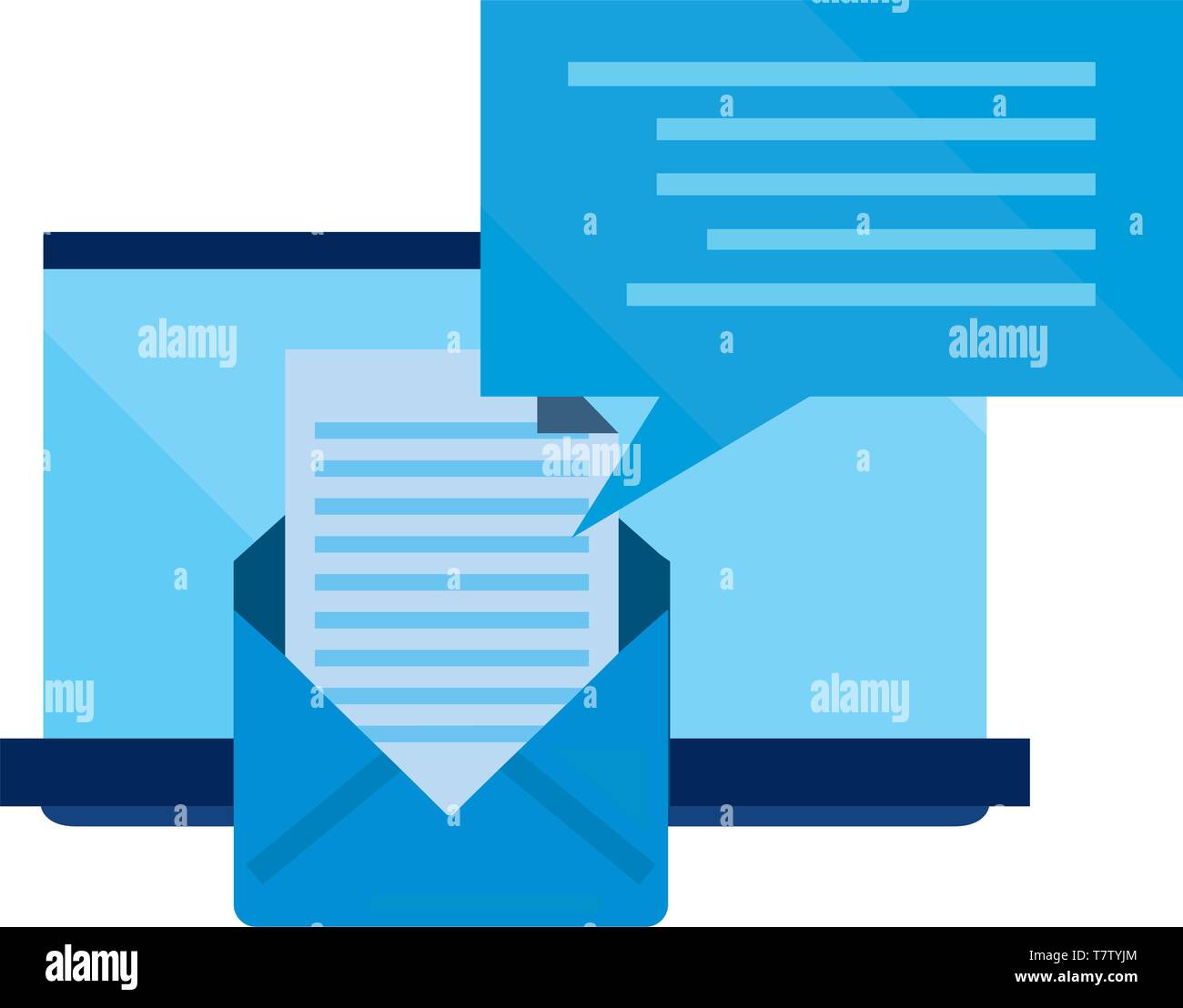 laptop email message cybersecurity data protection vector illustration ...