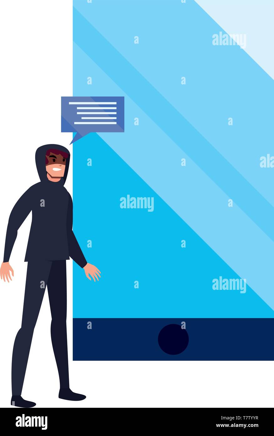 hacker speech bubble smartphone cybersecurity data protection vector ...
