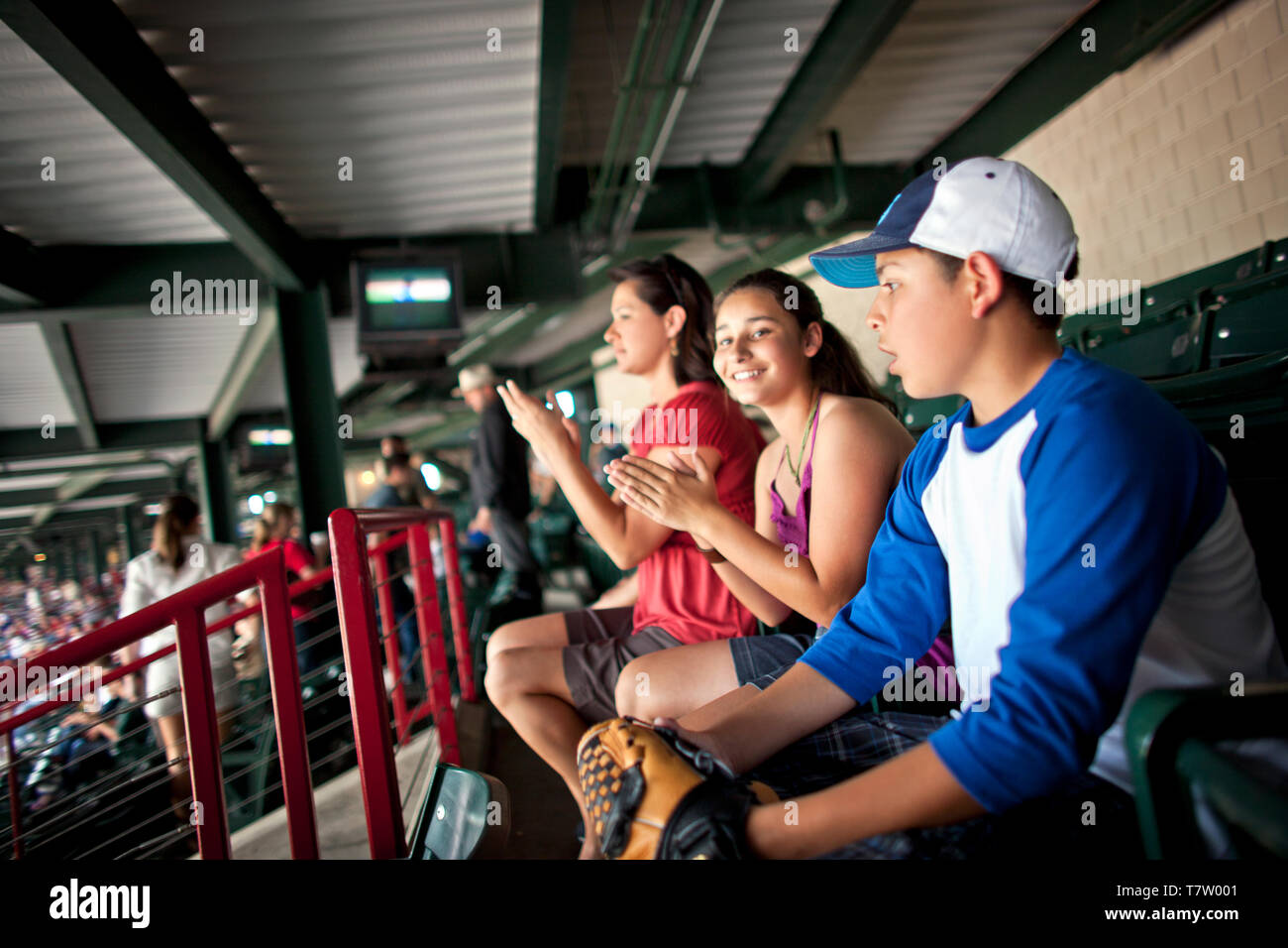 Smiling family watching a baseball game Stock Photo - Alamy