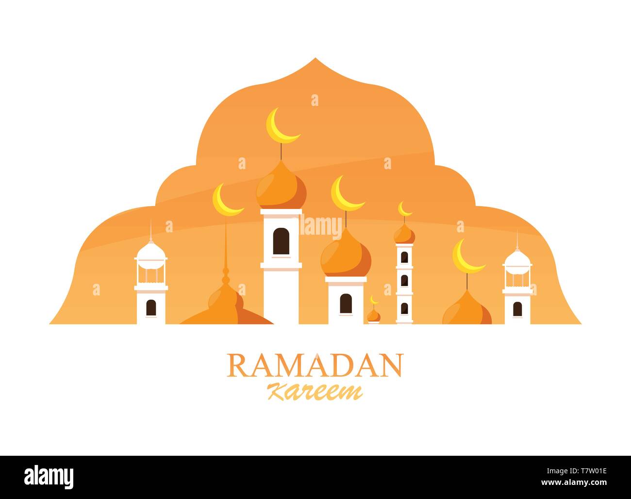 ramadan kareem mosque building in frame vector illustration design ...