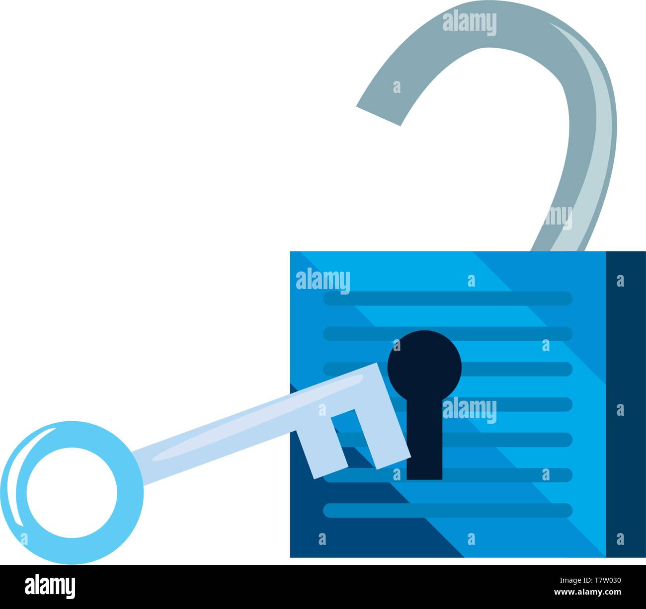 padlock and key cybersecurity data protection vector illustration Stock ...