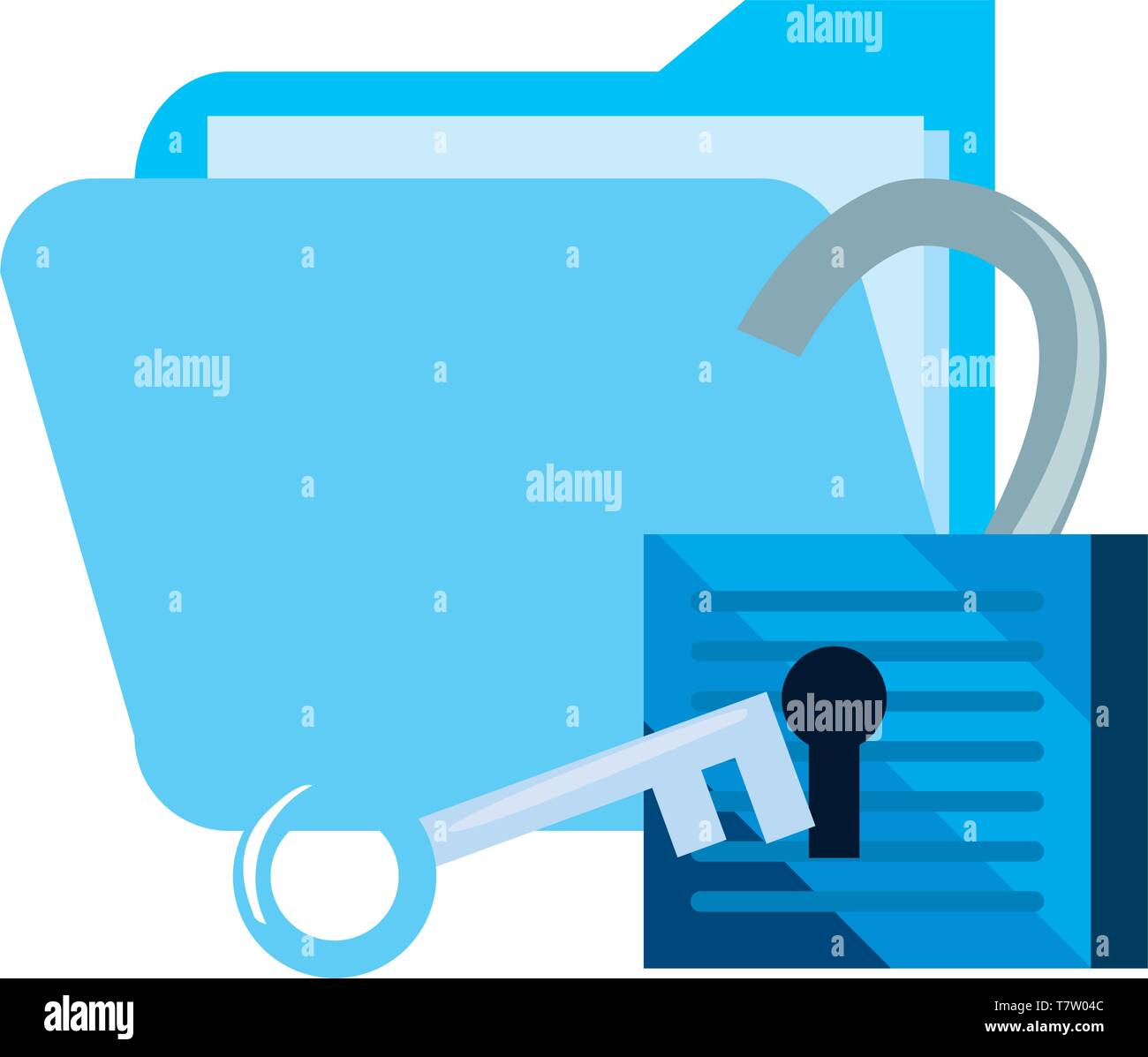 folder padlock unlock key cybersecurity data protection vector ...