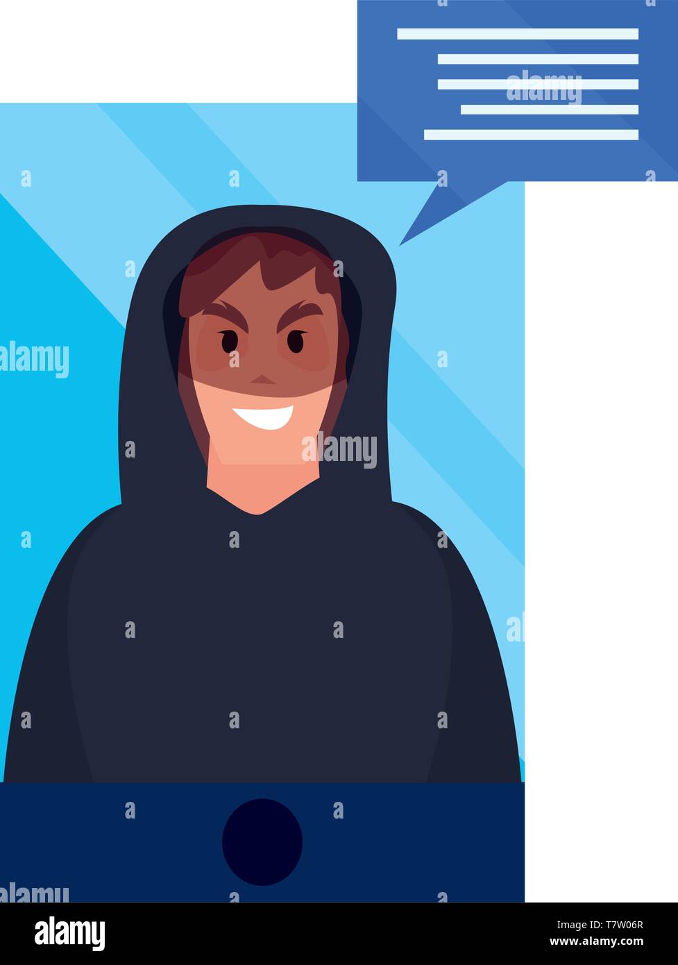 hacker man character speech bubble on white background Stock Vector ...