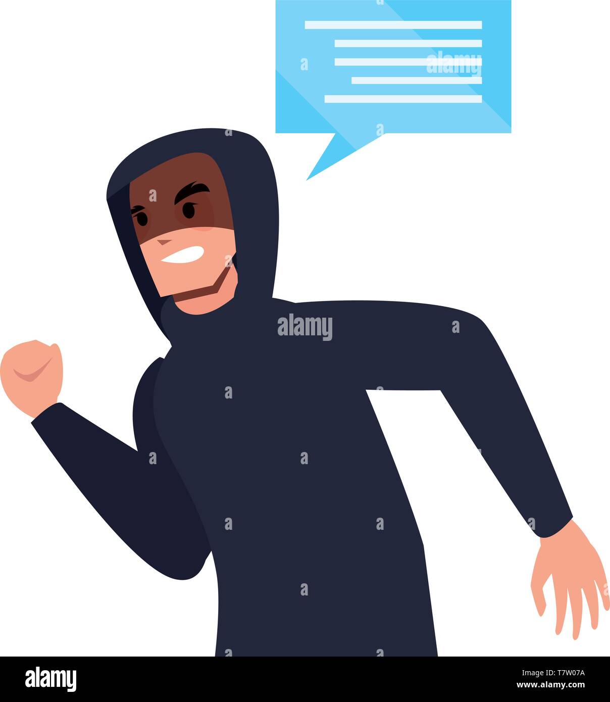 hacker man character speech bubble on white background Stock Vector ...