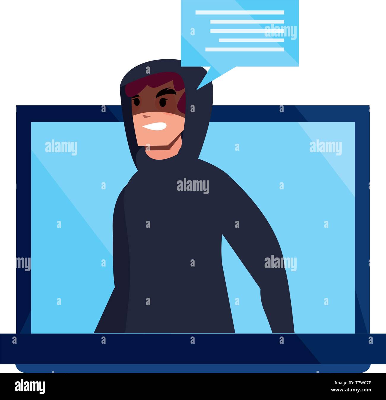 Hacker Man Computer Cybersecurity Data Protection Vector Illustration Stock Vector Image And Art