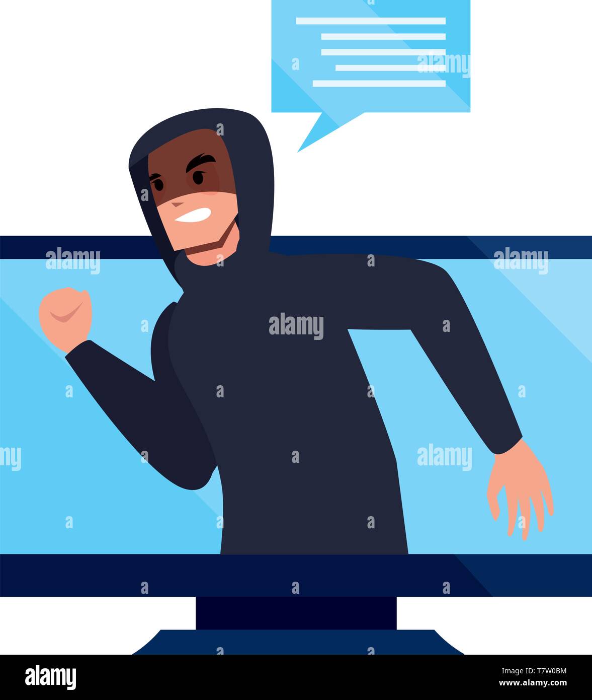 Hacker Man Computer Cybersecurity Data Protection Vector Illustration Stock Vector Image And Art