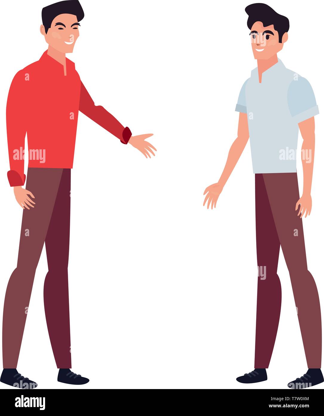 two men characters male standing on white background vector ...