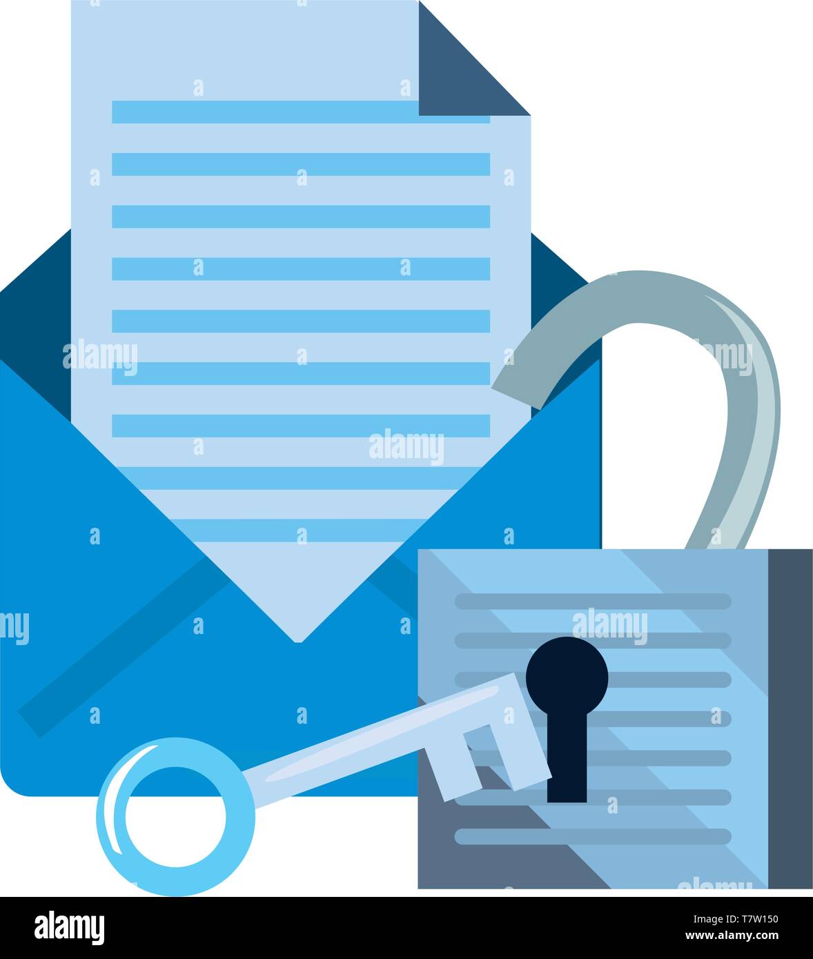 email padlock key cyber security data protection vector illustration ...