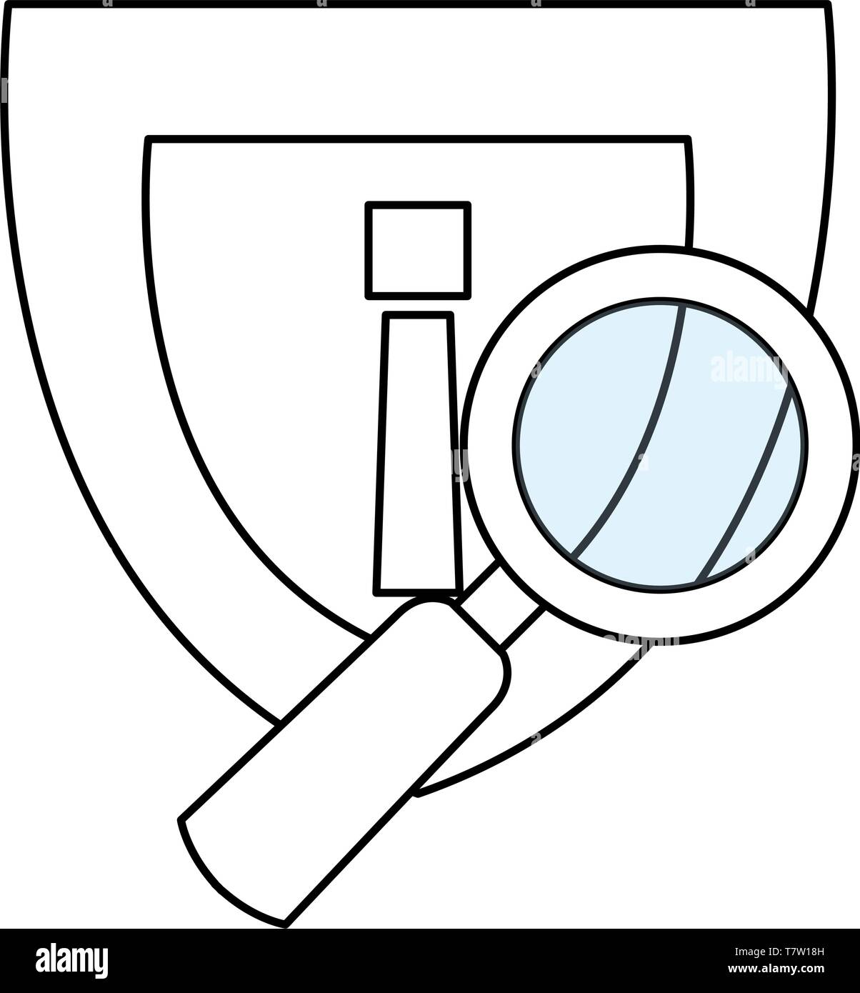Shield Magnifier Analysis Cybersecurity Data Protection Vector