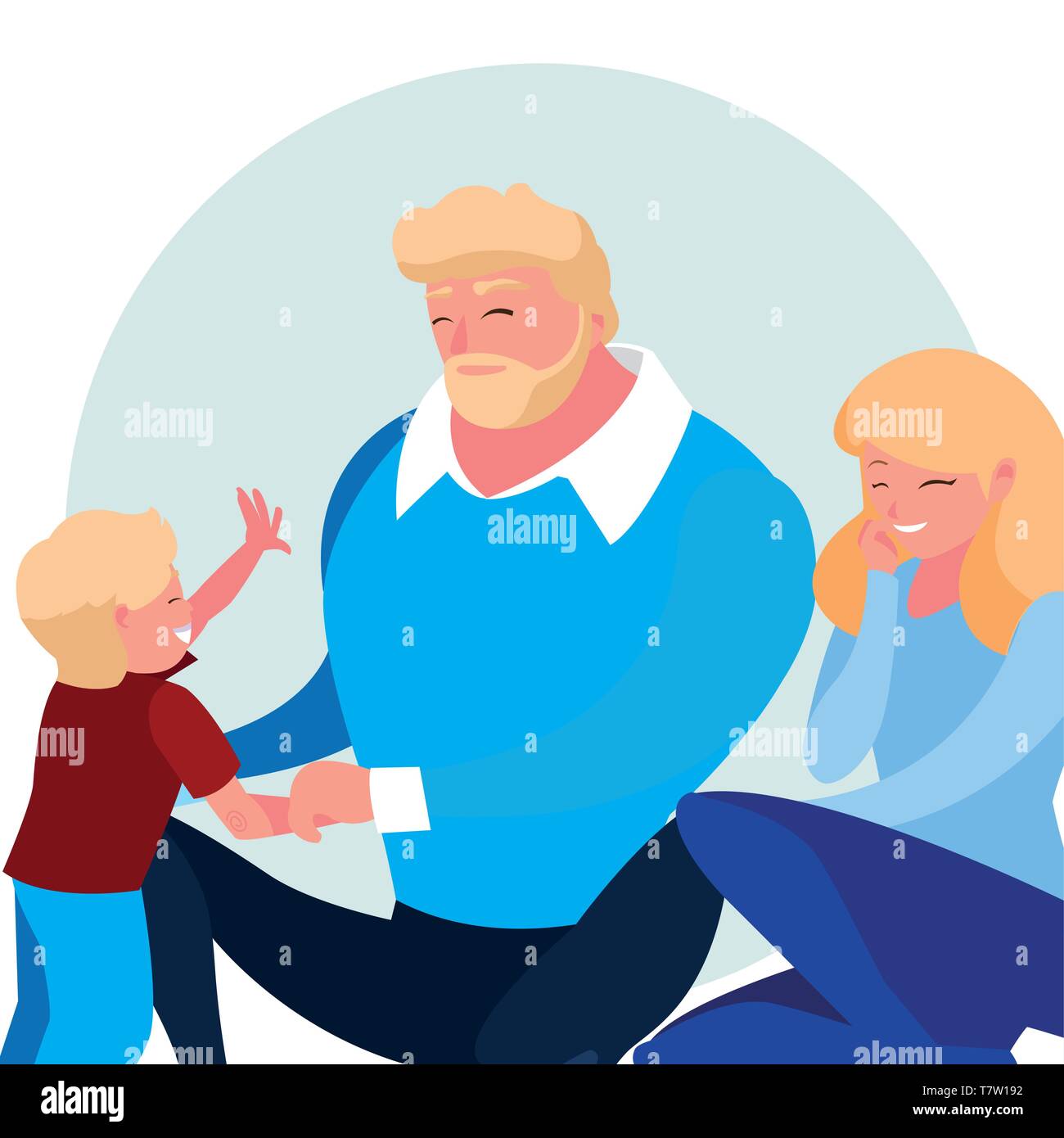 parents with son family avatar character vector illustration design ...