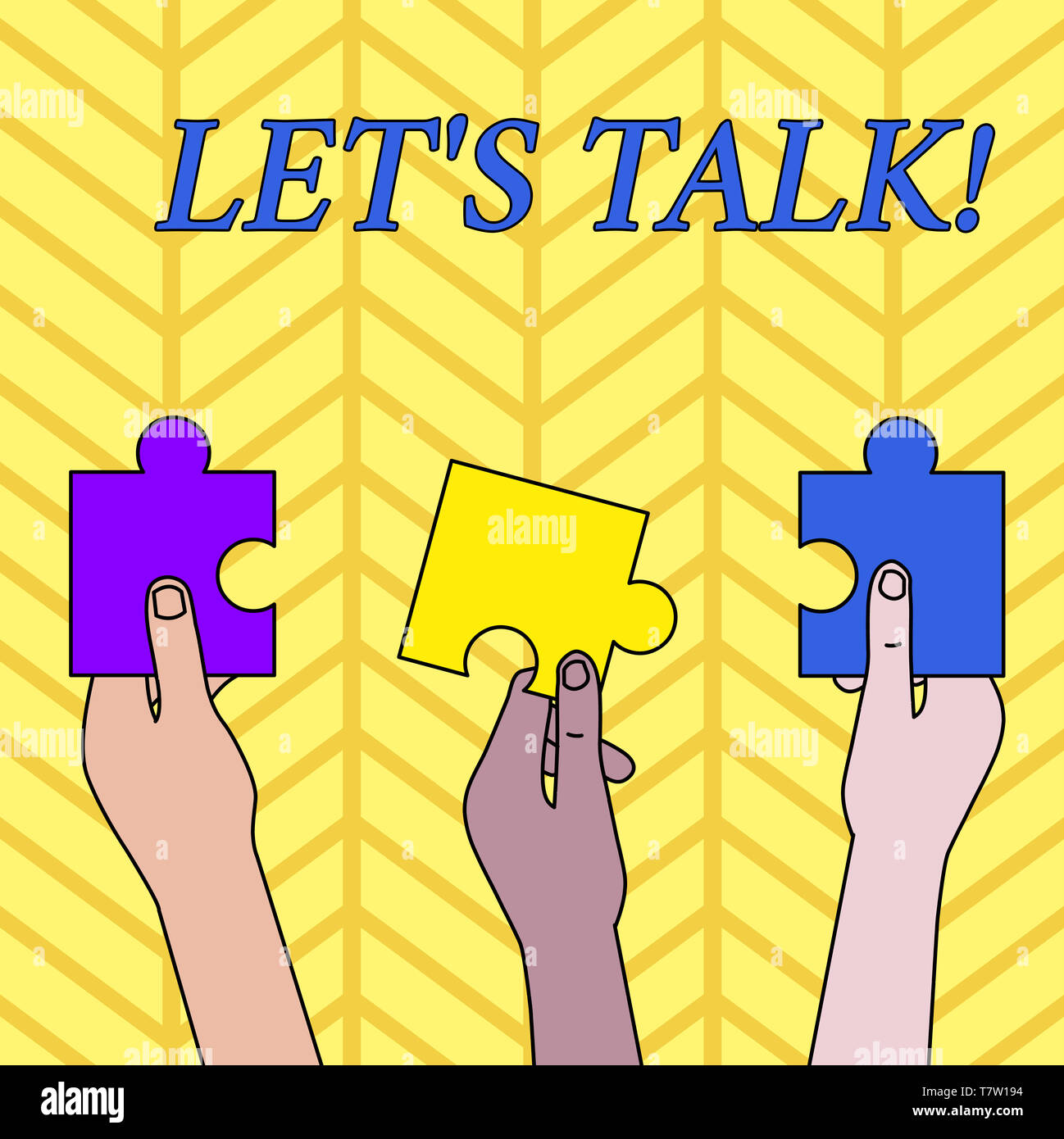 Conceptual hand writing showing Let S Talk. Concept meaning they are ...