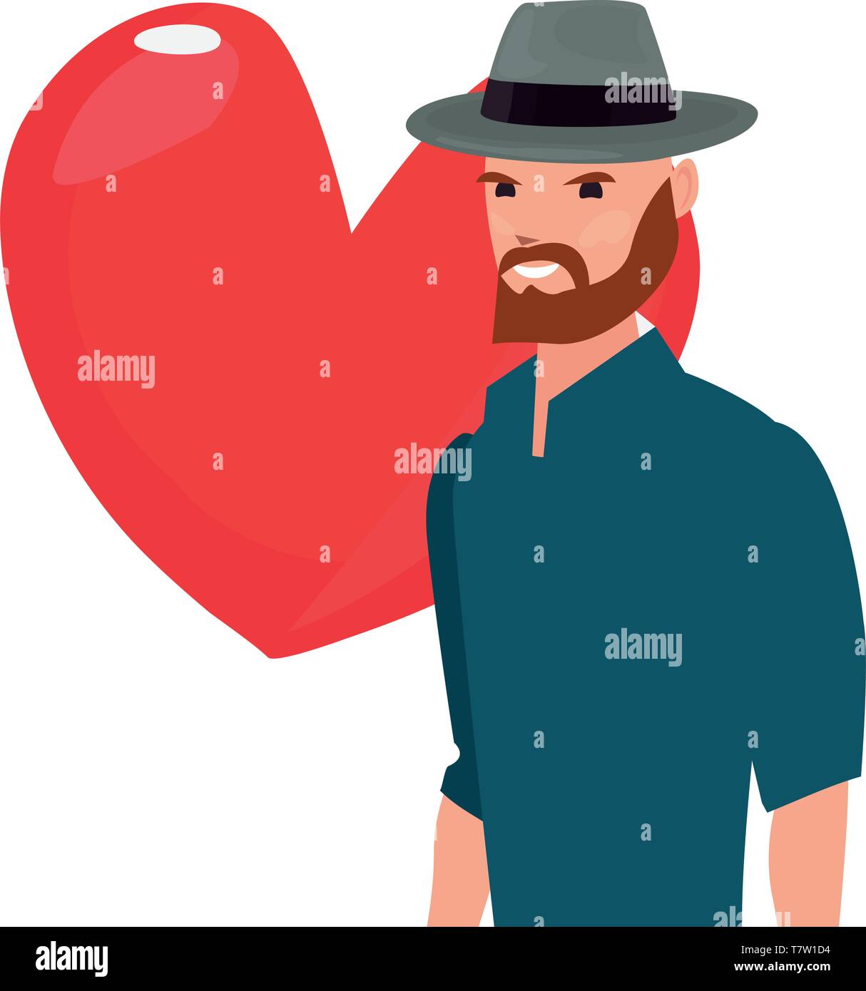 dad wearing hat love hearts happy fathers day vector illustration Stock ...