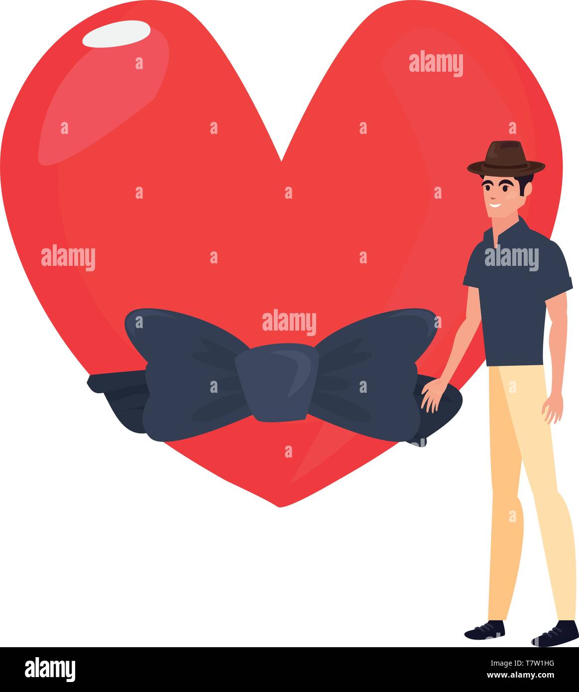 dad wearing hat love hearts happy fathers day vector illustration Stock ...