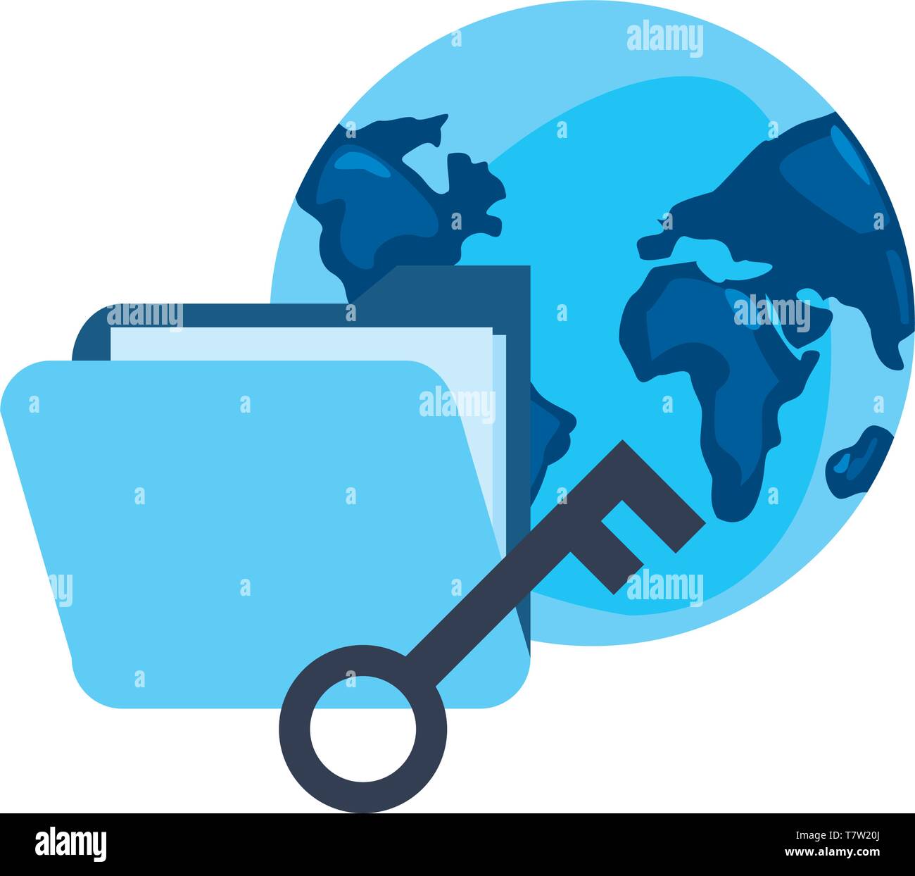 world folder key cybersecurity data protection vector illustration ...