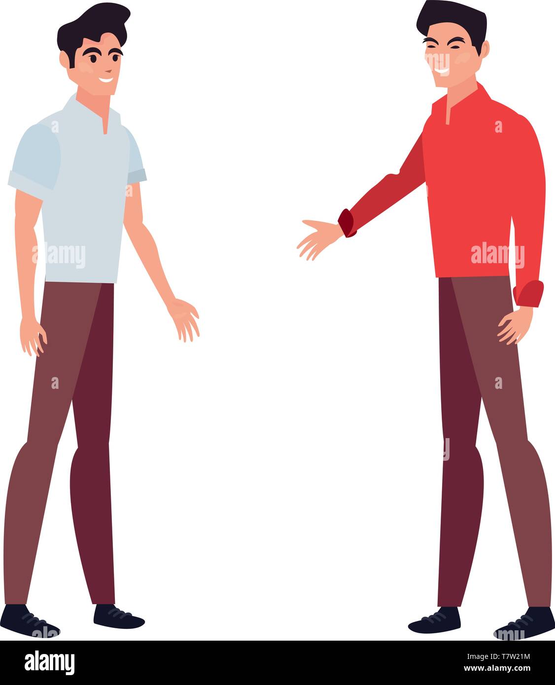 two men characters male standing on white background vector ...