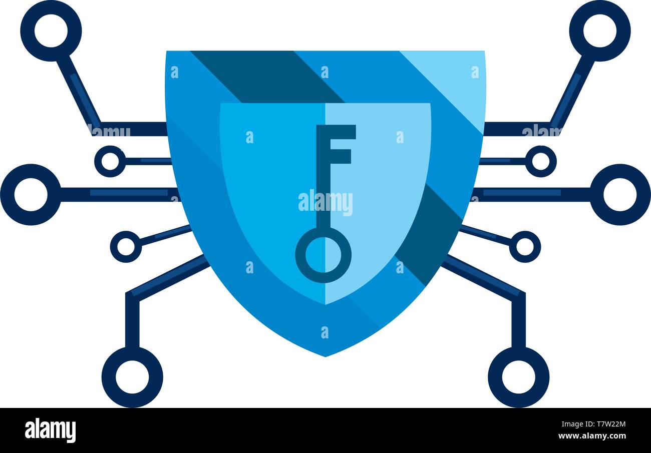 shield key connection cybersecurity data protection vector illustration ...