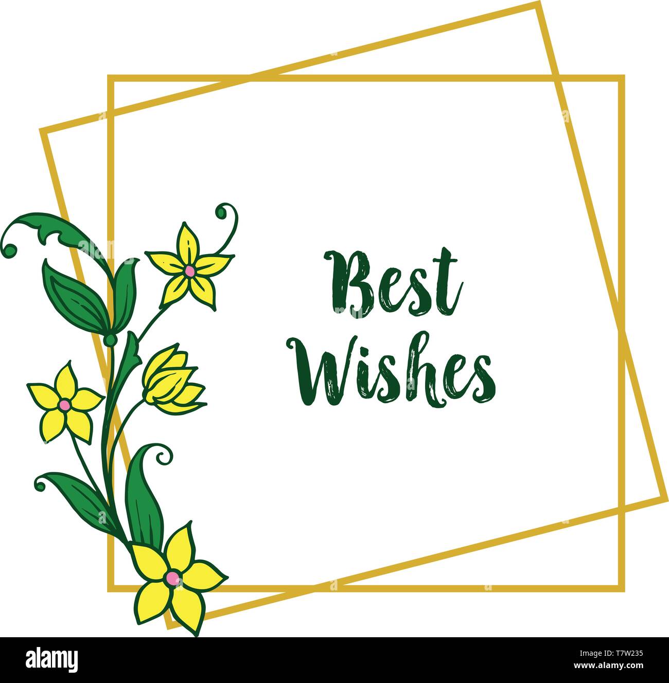 Vector illustration card best wishes for abstract leaf flower frame ...