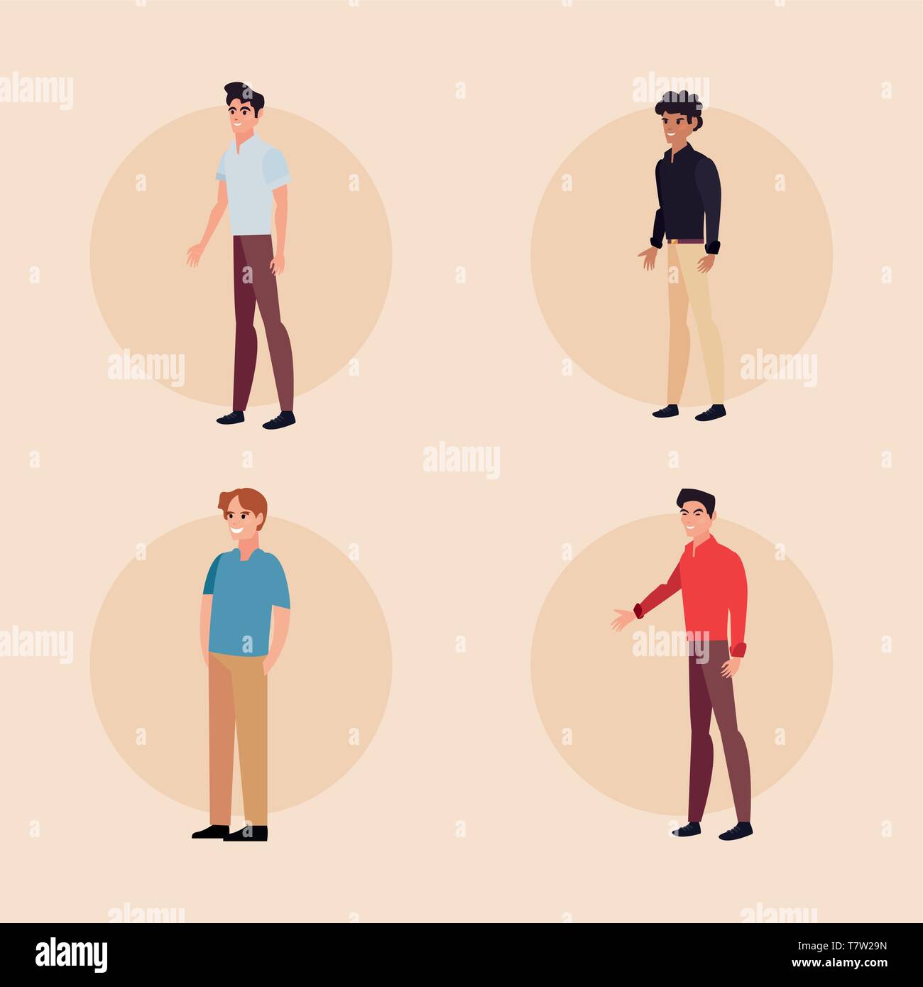 men characters set male standing vector illustration Stock Vector Image ...