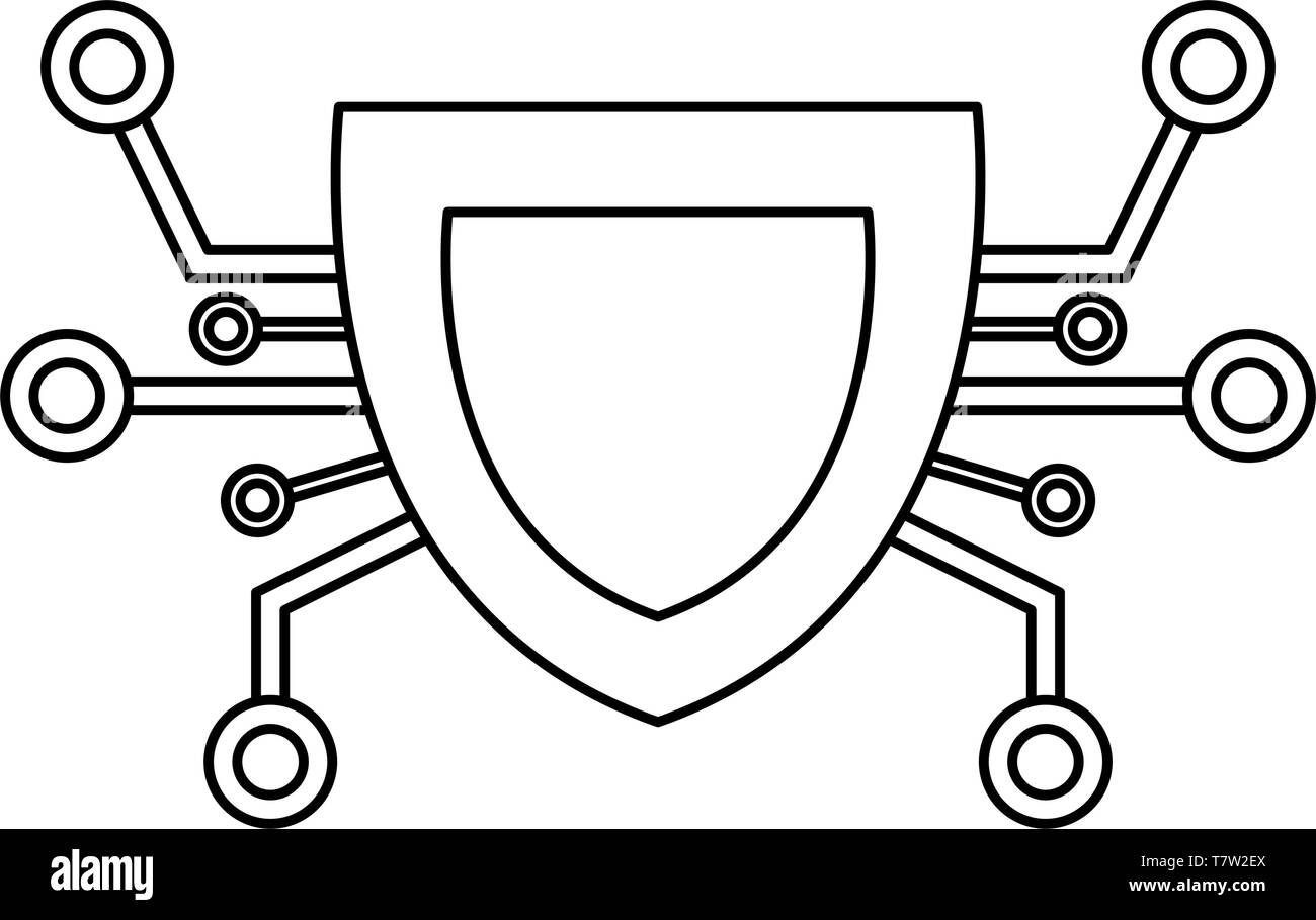 Shield Connection Cybersecurity Data Protection Vector Illustration