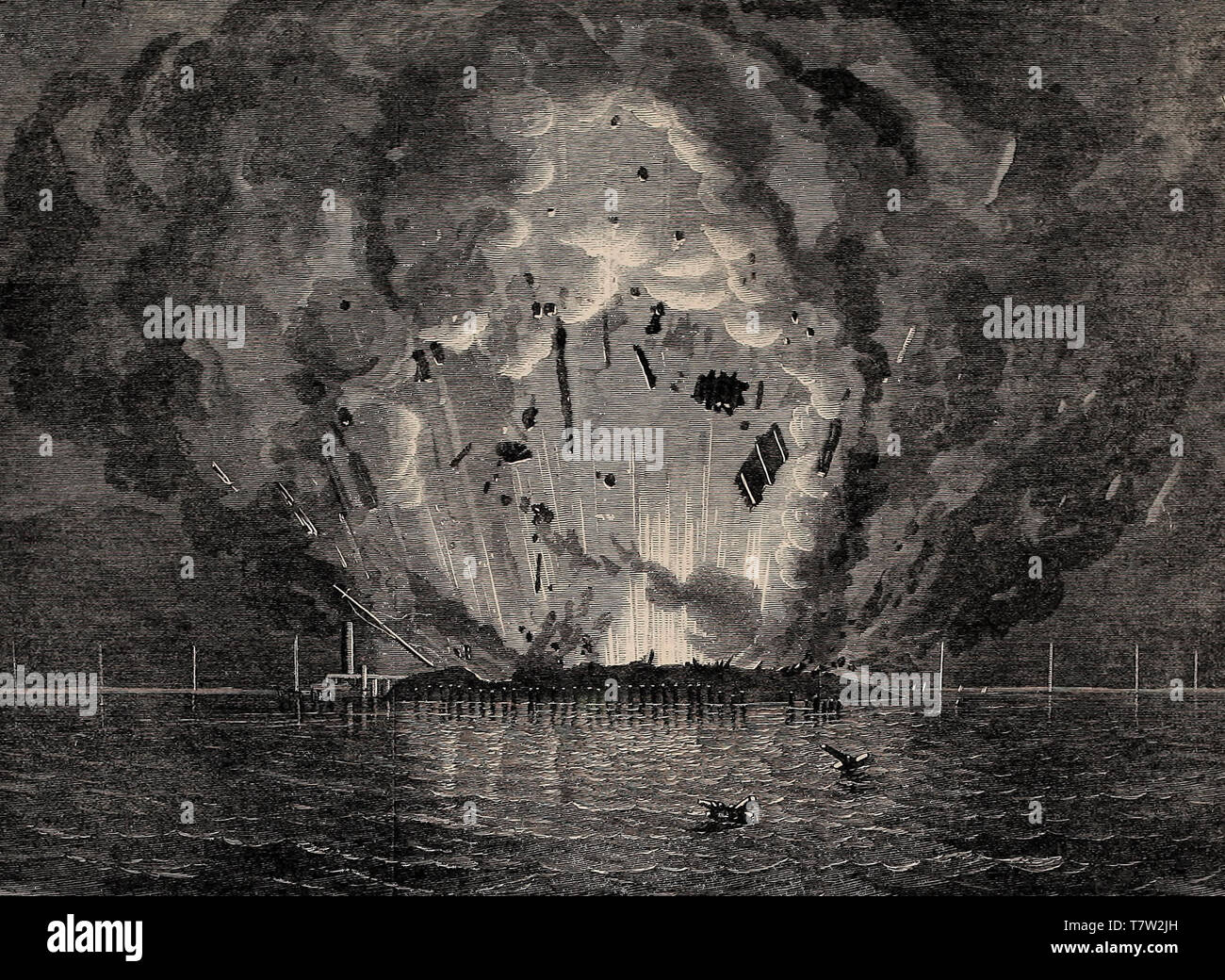 The Siege of Mobile, Alabama - Explosion of Fort Powell at Grant's Pass ...