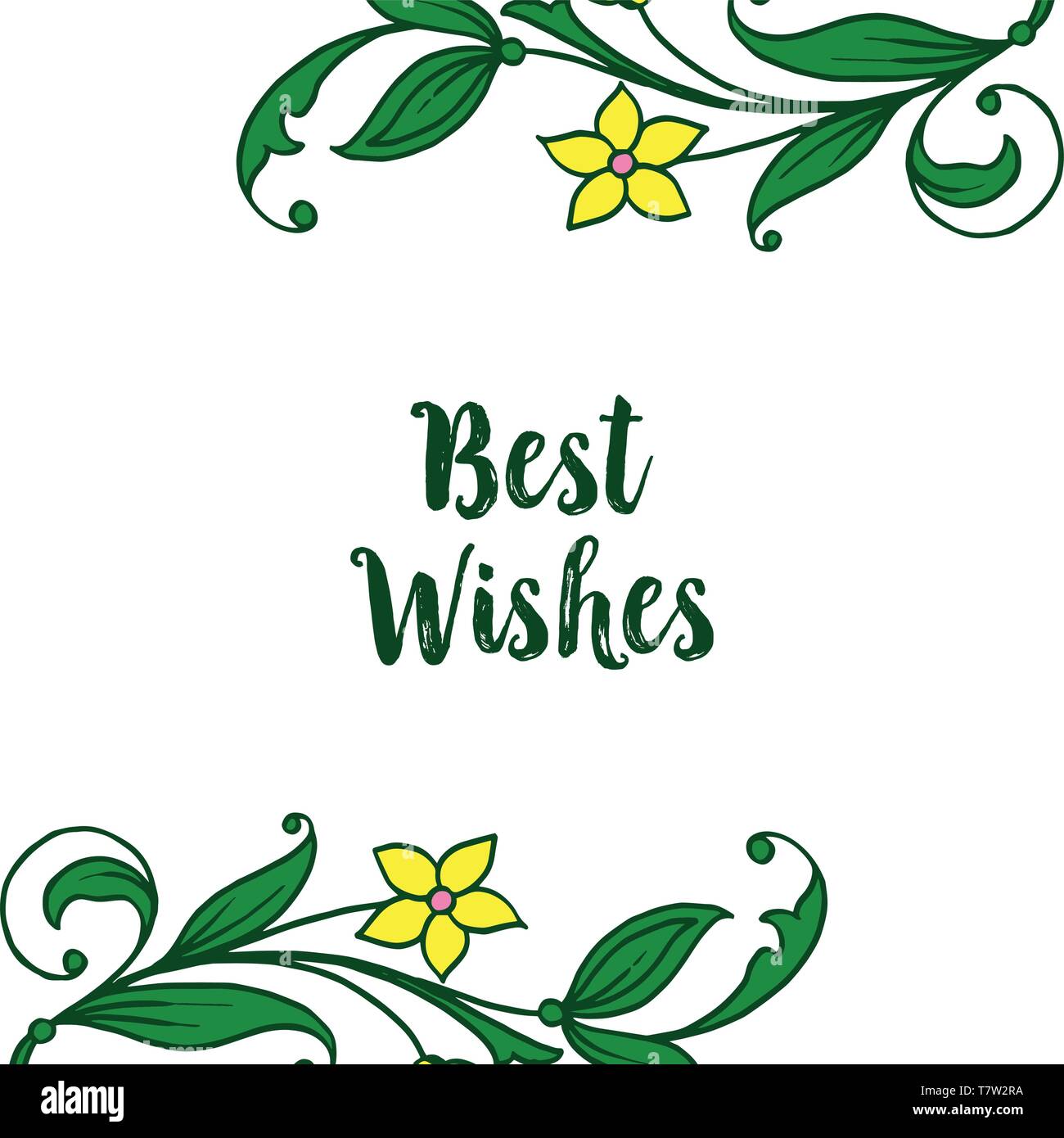Vector illustration banner best wishes for style of leaf floral frames ...