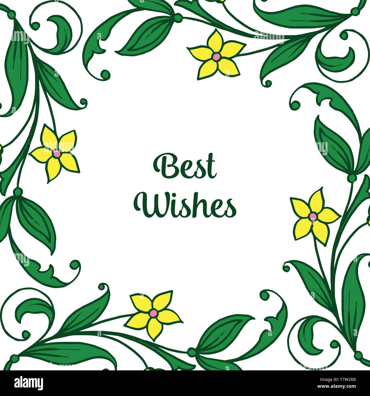 Vector illustration banner best wishes for style of leaf floral frames ...