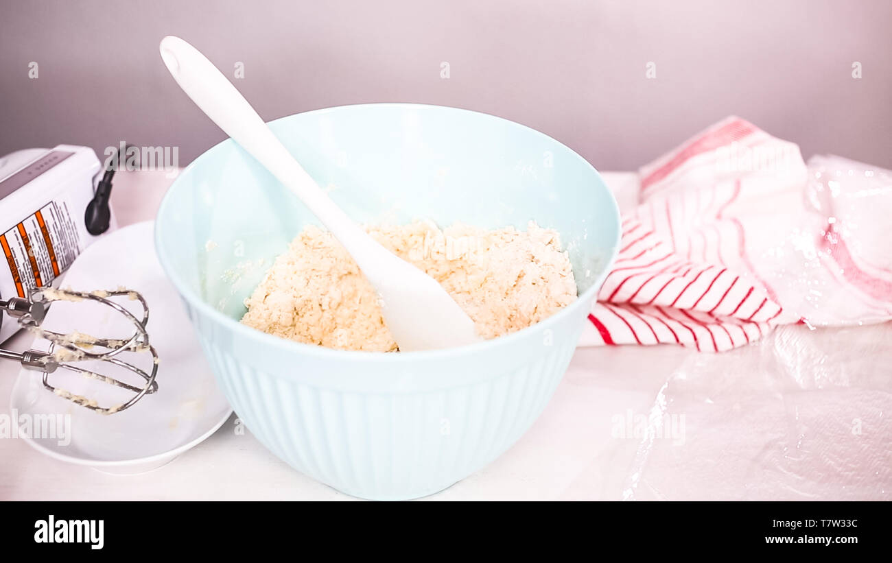 Step by step. Mixing sugar cookies dough in mixing bowl Stock Photo - Alamy