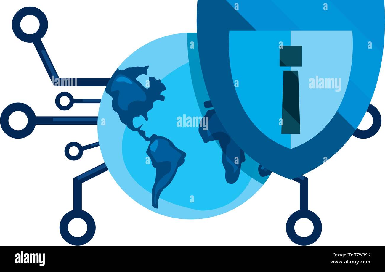 world connection shield cybersecurity data protection vector ...