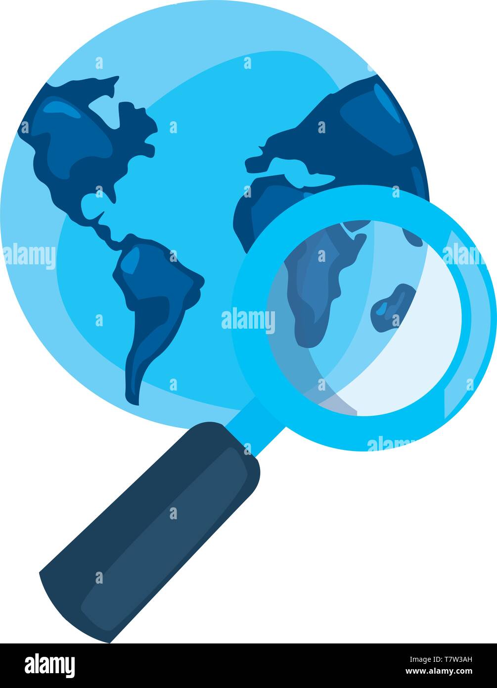 world magnifier analysis cyber security vector illustration Stock ...