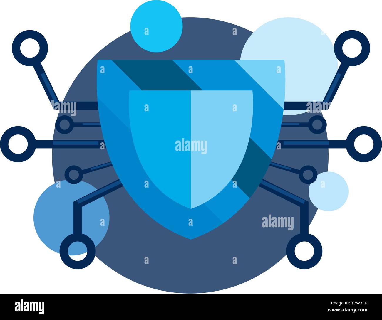 Shield Connection Cybersecurity Data Protection Vector Illustration